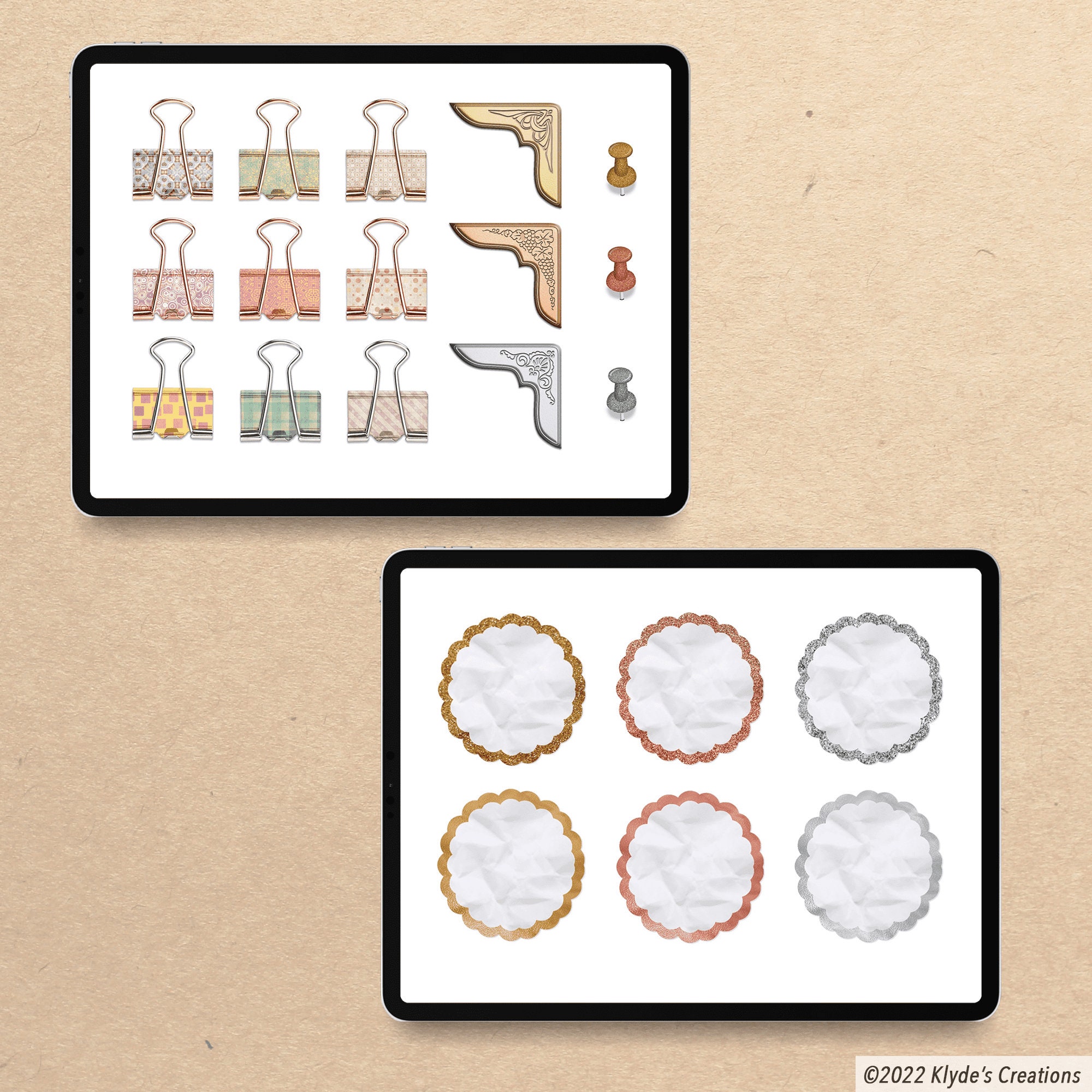 Mood Board Digital Realistic Stickers Gold Rose Gold Silver - Etsy