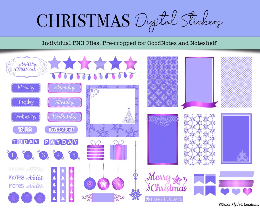 Christmas / Holidays Digital Stickers for Goodnotes, Noteshelf ...
