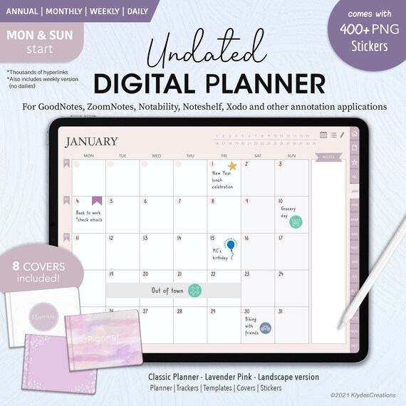 Undated Digital Planner Digital Life Planner Goodnotes - Etsy