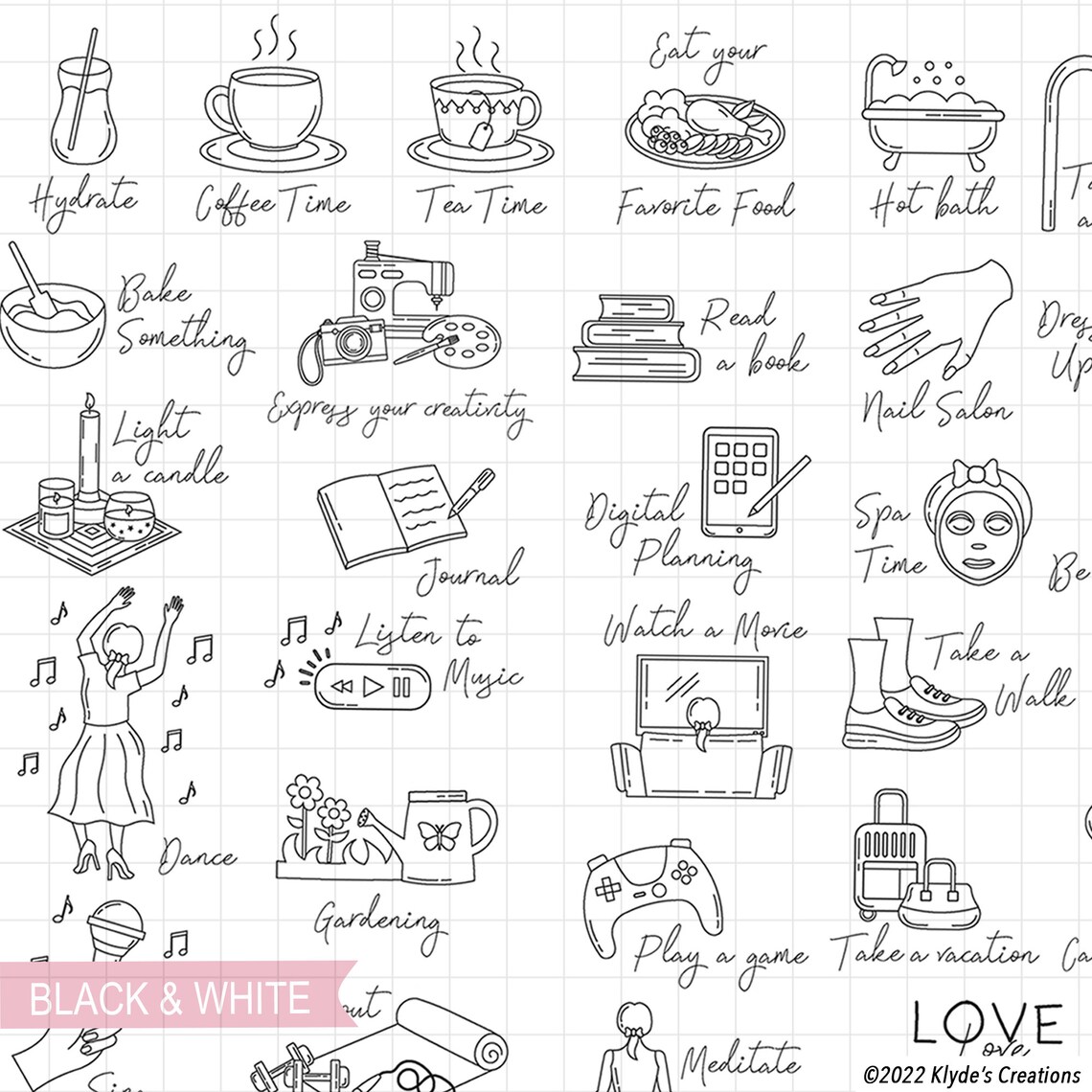 Self Care Digital Stickers Daily Routine Stickers Mental - Etsy