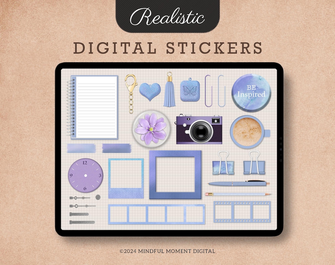 Realistic Digital Stickers, Mock up Stickers, Widgets Stickers for ...