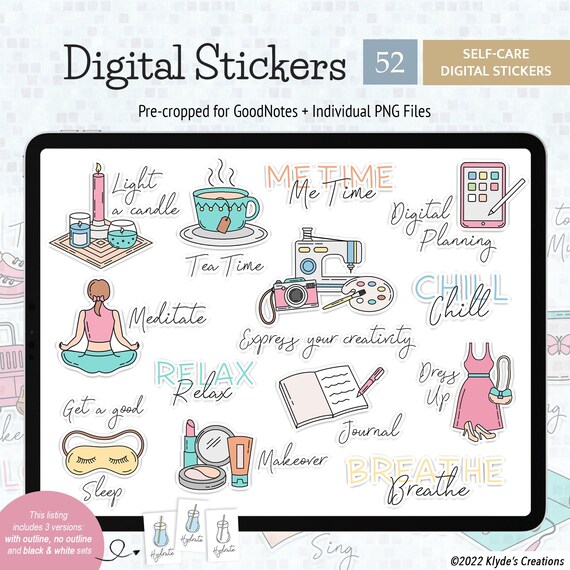 Self Care Digital Stickers Daily Routine Stickers Mental - Etsy