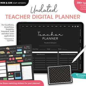 Undated Digital Teacher Planner Noteshelf Dark Mode Teacher Digital ...
