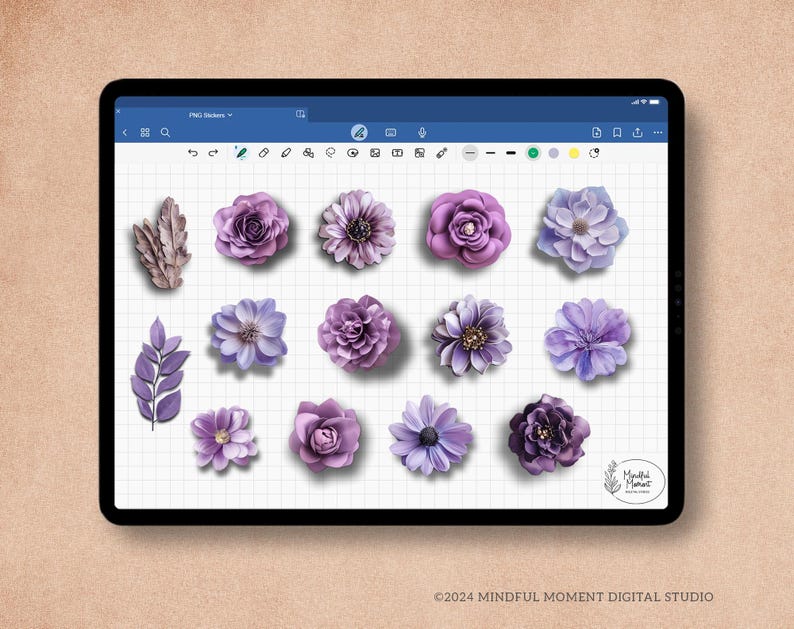 Purple Crystal Digital Stickers for Goodnotes iPad Planner Journal ...