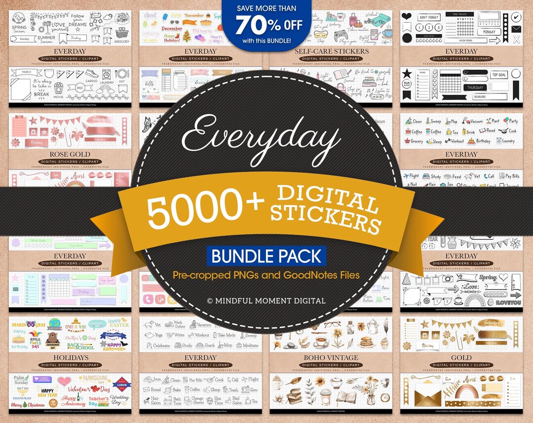 Everyday Digital Sticker Bundle for Goodnotes iPad Planner Journal ...