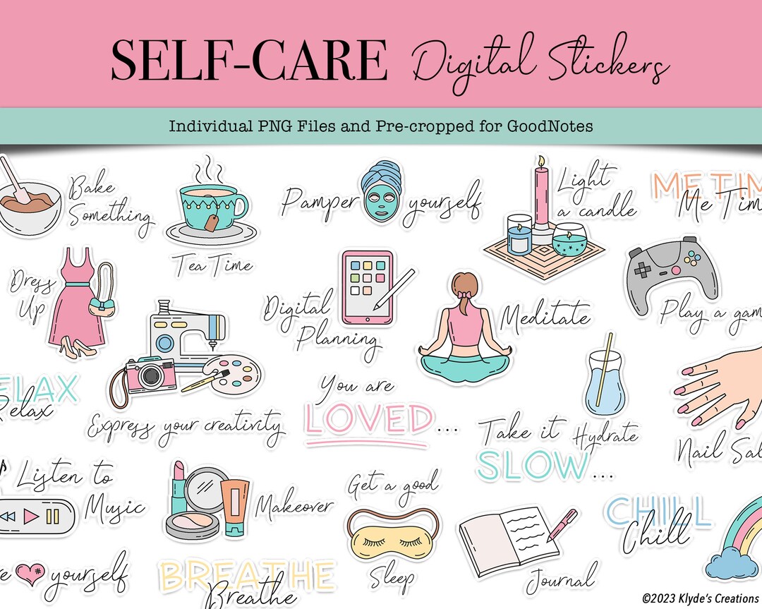 Self Care Digital Stickers Daily Routine Stickers Mental - Etsy