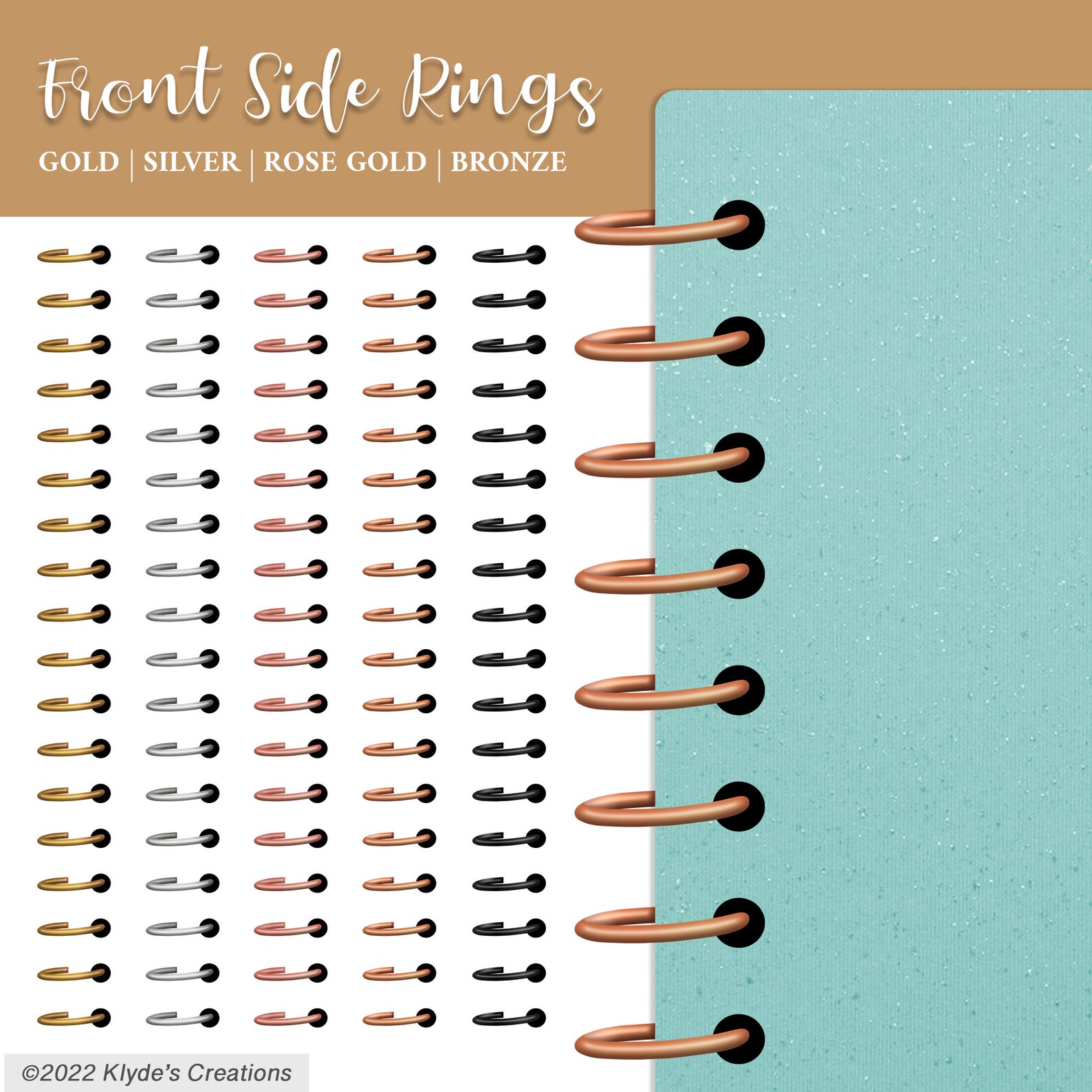 Metallic Realistic Digital Planner Coils Gold Silver Rose | Etsy