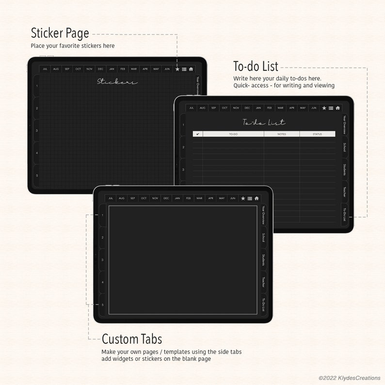 Undated Digital Teacher Planner Goodnotes Dark Mode Teacher - Etsy