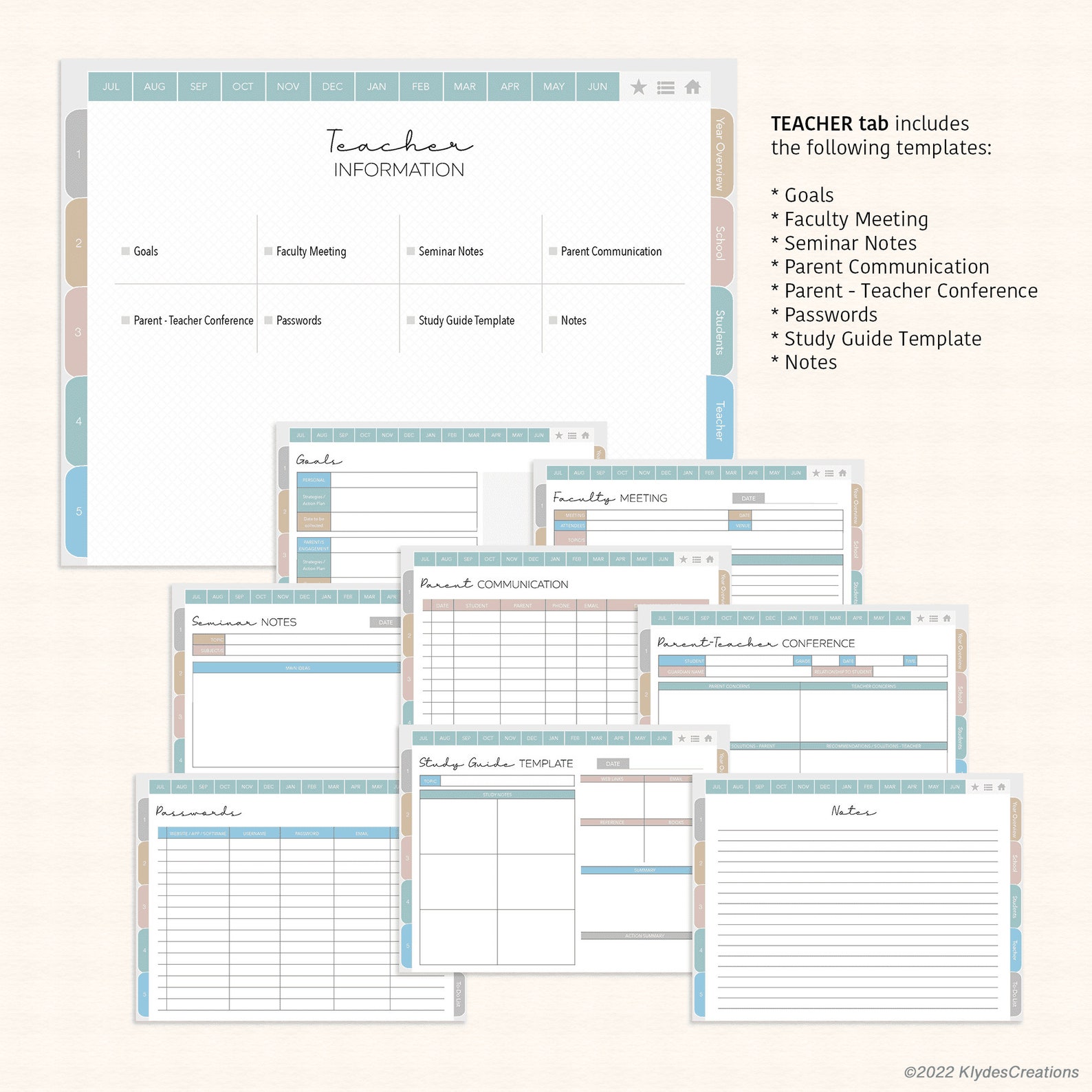 Undated Digital Teacher Planner Goodnotes Teacher Digital - Etsy