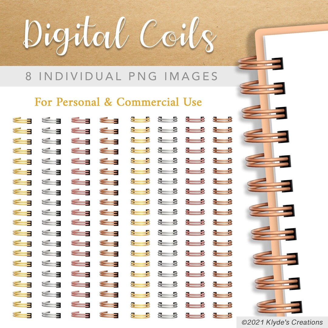 Metallic Realistic Digital Planner Coils Gold Silver Rose - Etsy