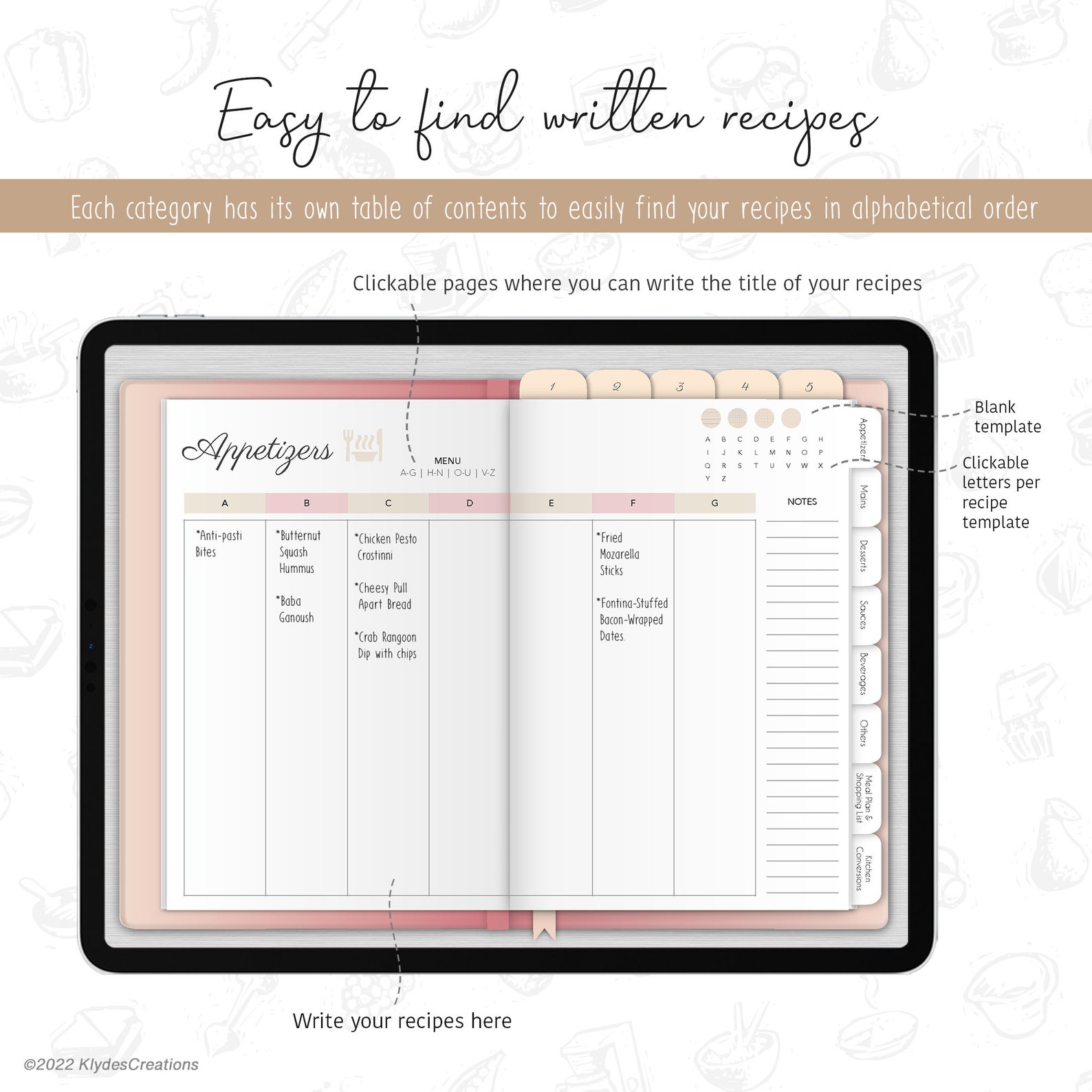 Digital Recipe Book for Goodnotes Digital Planner for - Etsy