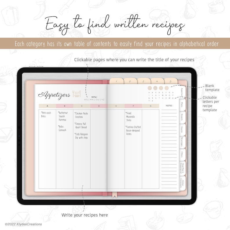 Digital Recipe Book for Goodnotes Digital Planner for - Etsy