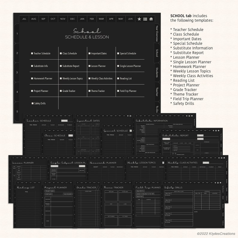 Undated Digital Teacher Planner Goodnotes Dark Mode Teacher - Etsy