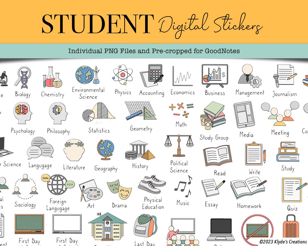 Student Digital Planner Stickers, School Digital Stickers, Goodnotes ...