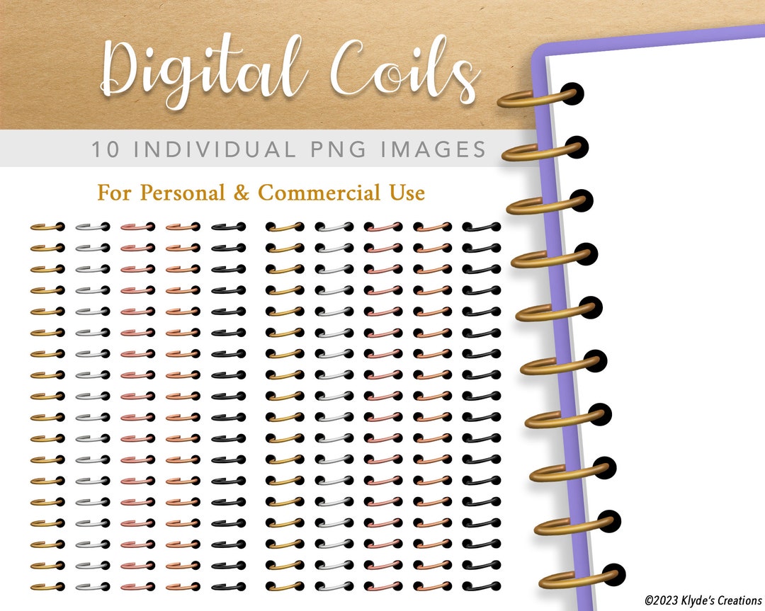 Metallic Realistic Digital Planner Coils - Gold, Silver, Rose Gold ...