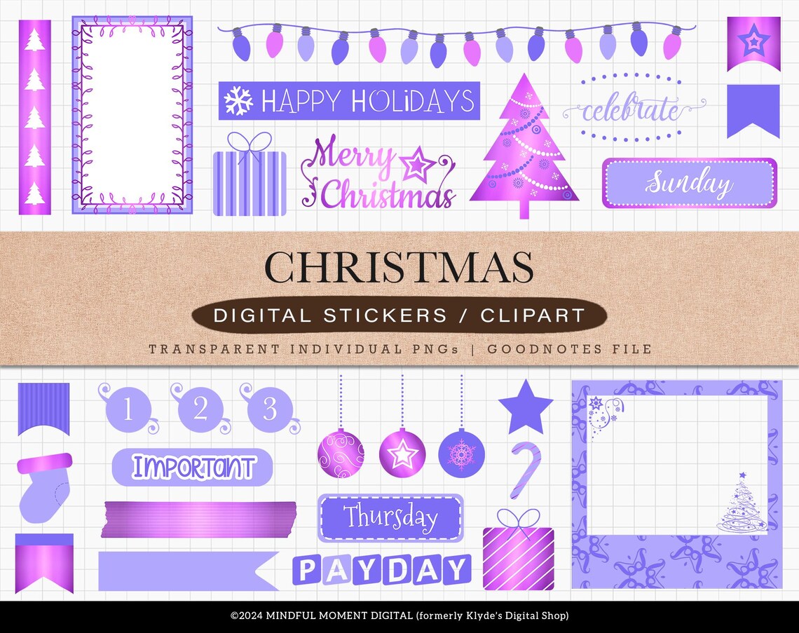 Christmas / Holidays Digital Stickers for Goodnotes, Noteshelf ...