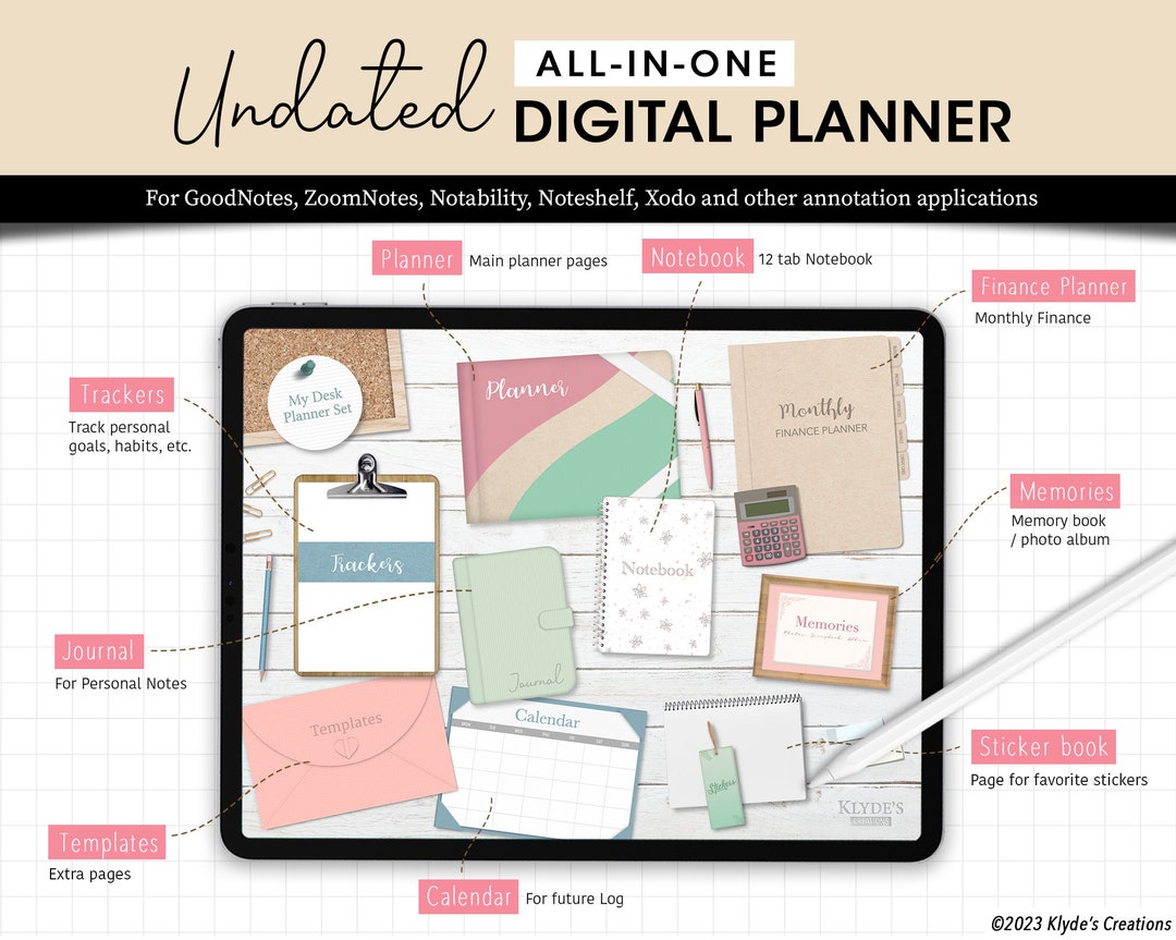Undated Digital Planner Goodnotes, iPad Digital Planner, Digital Life ...
