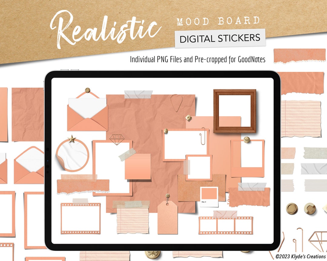 Fall Mood Board Digital Stickers, Autumn Realistic Mood Board Stickers ...