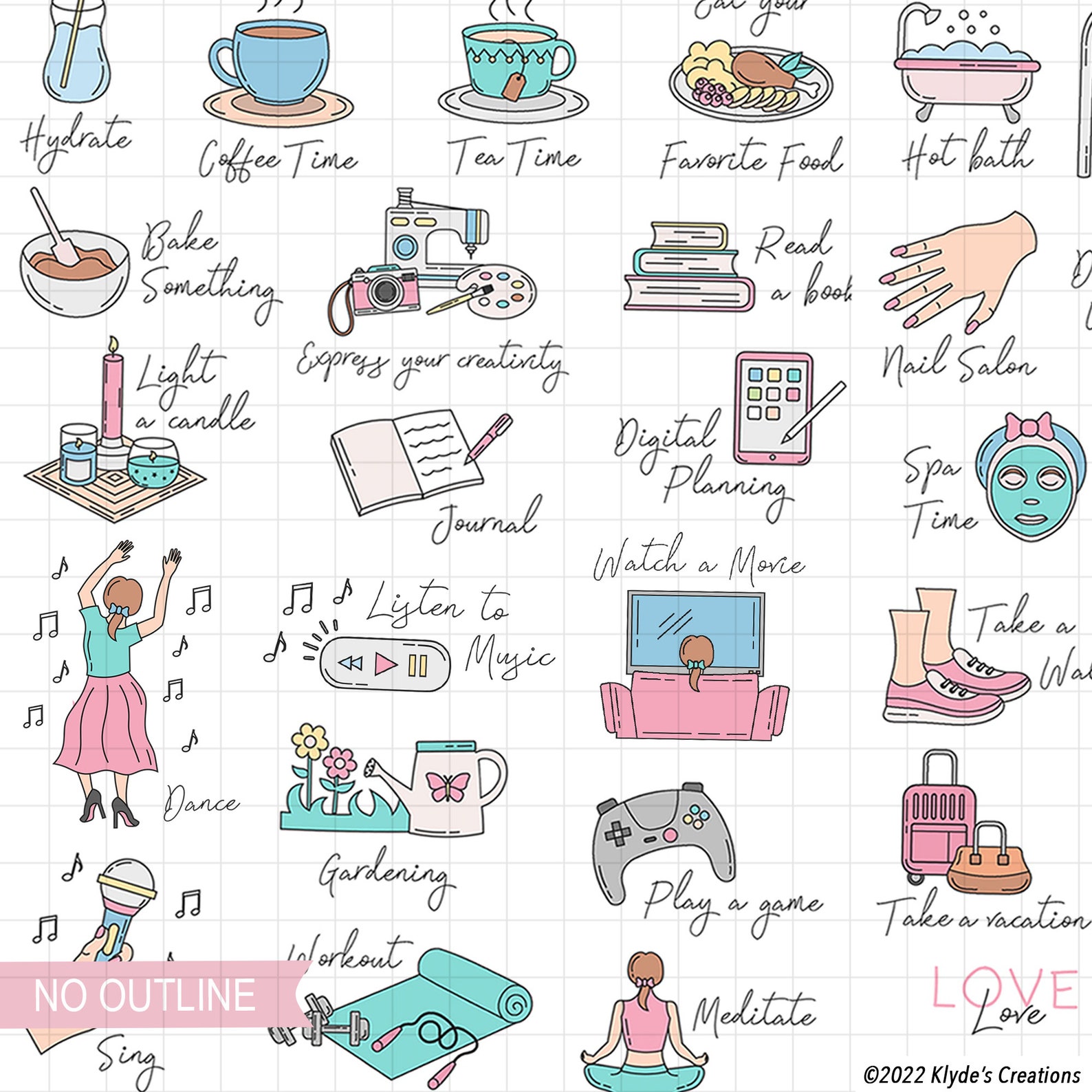 Self Care Digital Stickers Daily Routine Stickers Mental - Etsy
