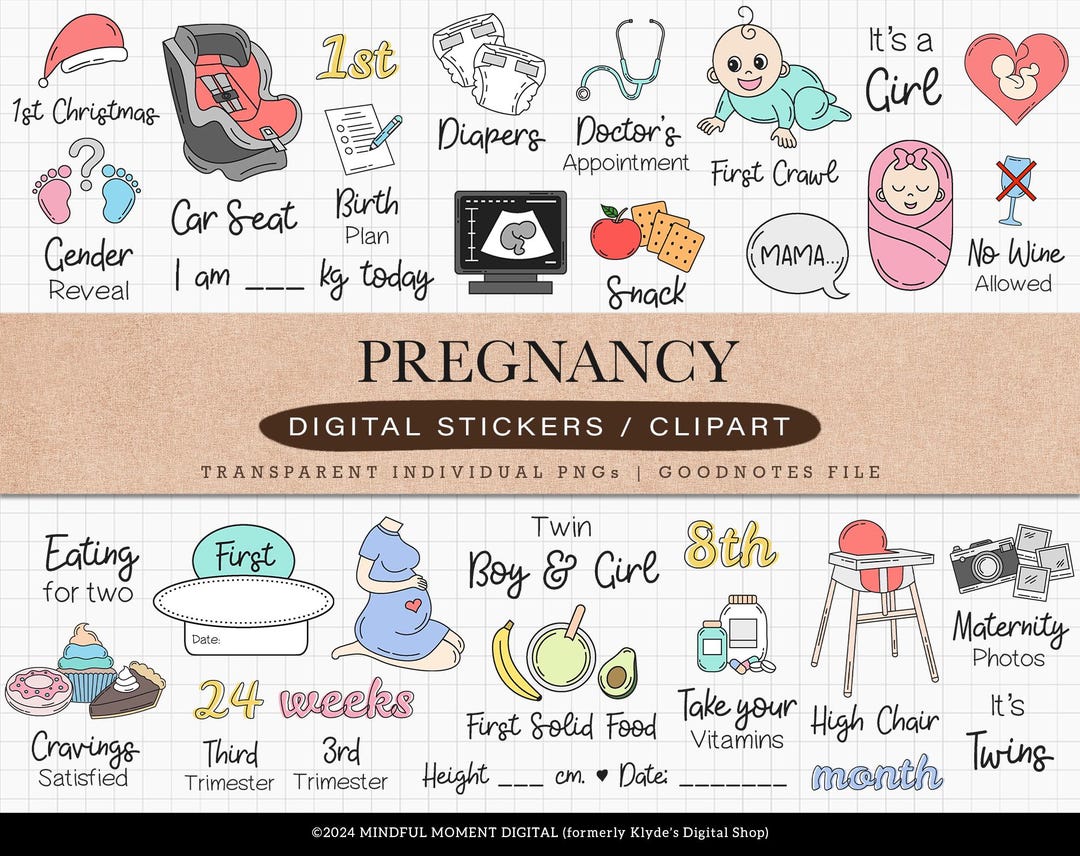 Pregnancy Baby Milestones Pregnancy Stickers Digital Pregnant Planner ...