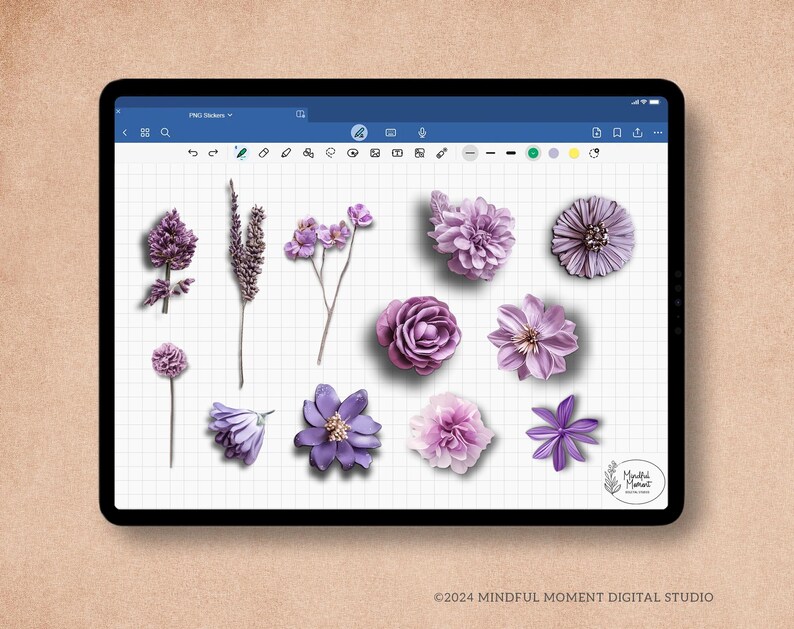 Purple Crystal Digital Stickers for Goodnotes iPad Planner Journal ...