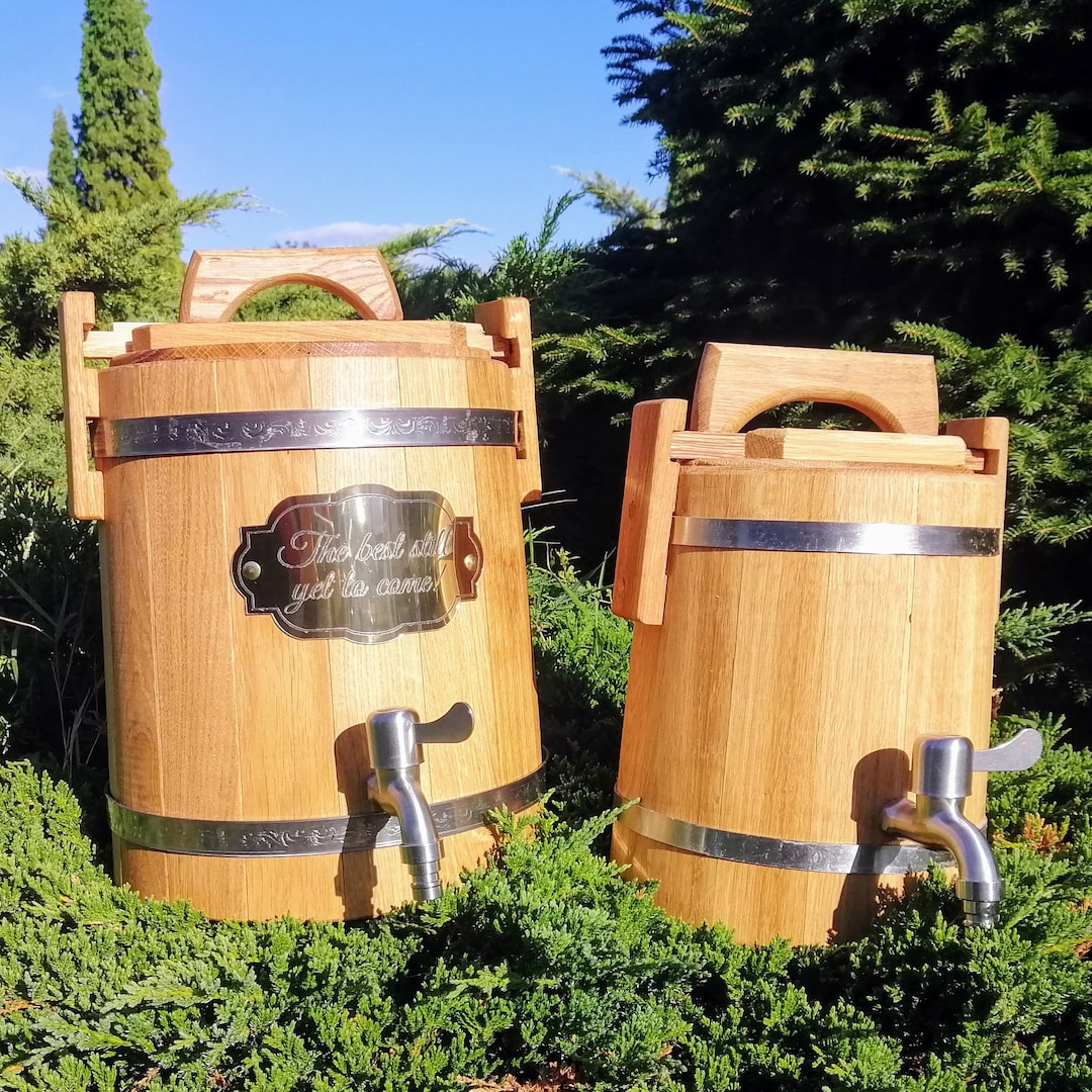 Personalized Kombucha Oak Barrel With Lid Wooden Barrel for Wine ...