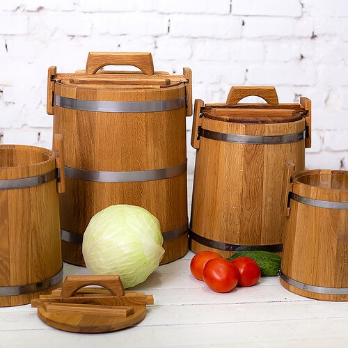 Oak Barrel 5L 15L 50L With Lid Stand Wooden Container - Etsy