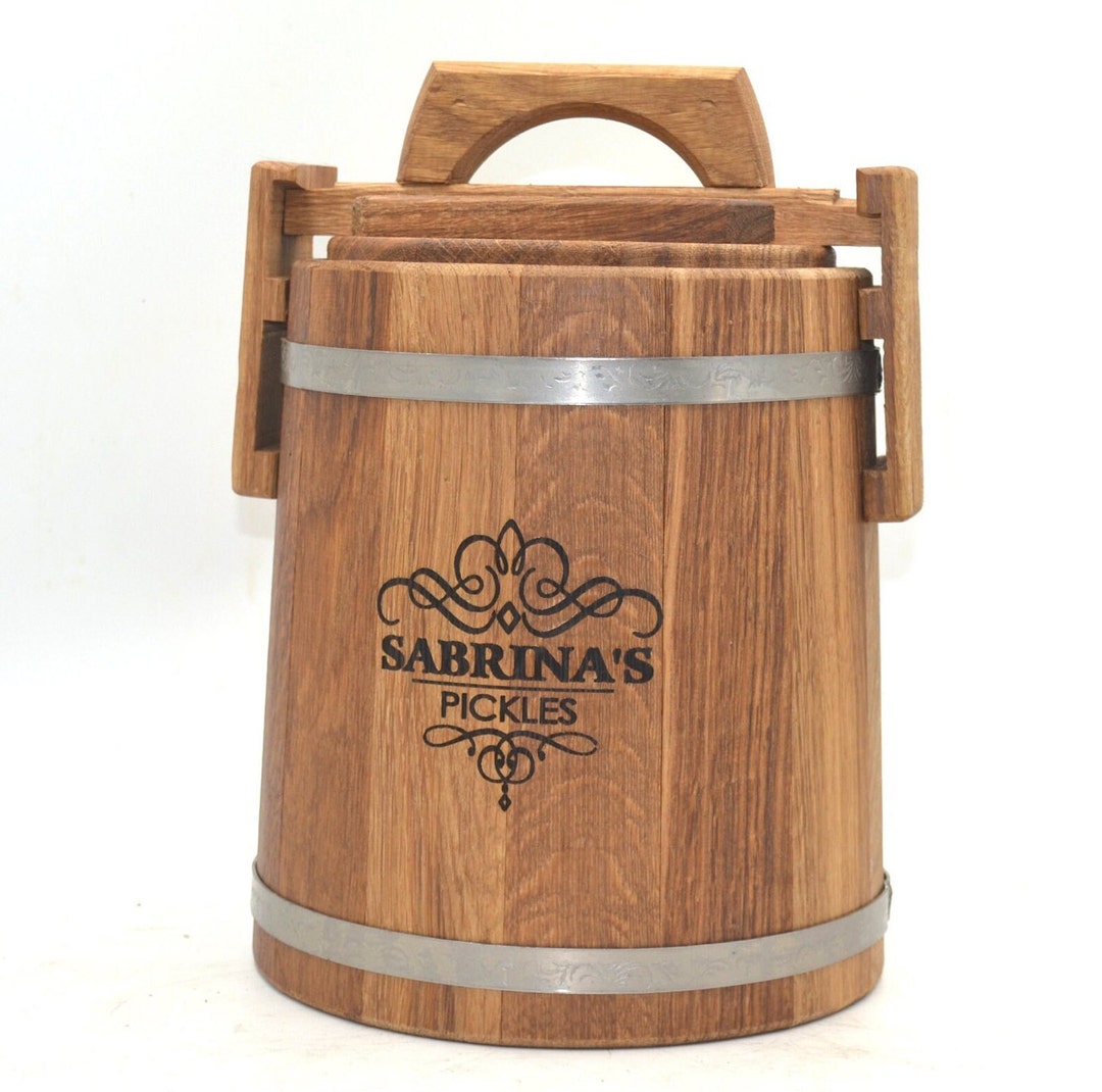 Fermentation Crock, Personalized Pickle Oak Barrel With a Lid, Wooden ...
