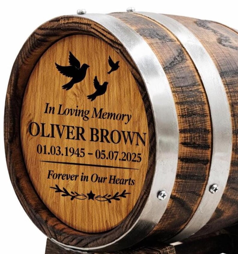 Personalized Whiskey Barrel Urn for Human Ashes, Wooden Funeral Urn ...