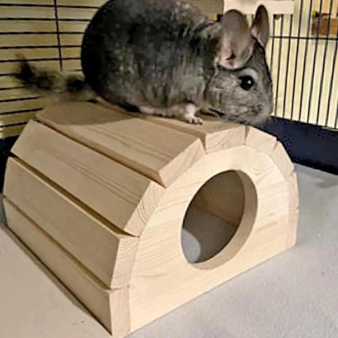 Wooden Chinchilla House – Large Small Animal Hideout for Guinea Pigs ...