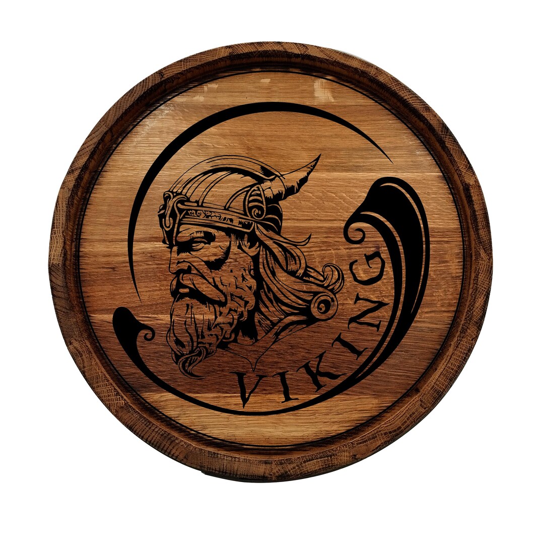 Personalized Viking Oak Whiskey Barrel Head Sign, Custom Wall Bourbon ...