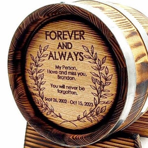 Whiskey Barrel Urn–3l Oak Cremation Urn for Human Ashes, Adult Memorial ...