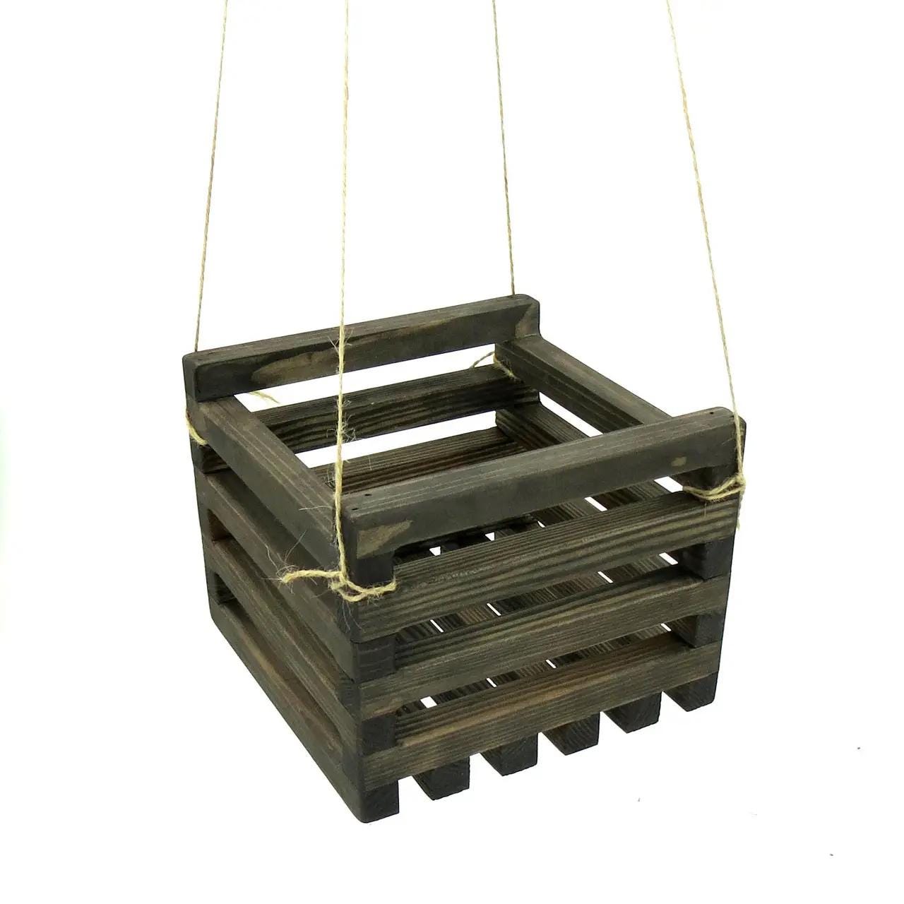 Custom Wooden Planter Box – Rustic Handmade Cachepot, Square Wooden ...