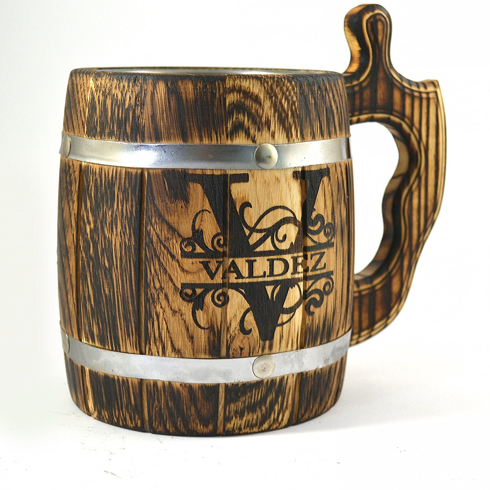 Oak Tankard Gift for Him Engraved Wooden Beer Barrel Mug - Etsy
