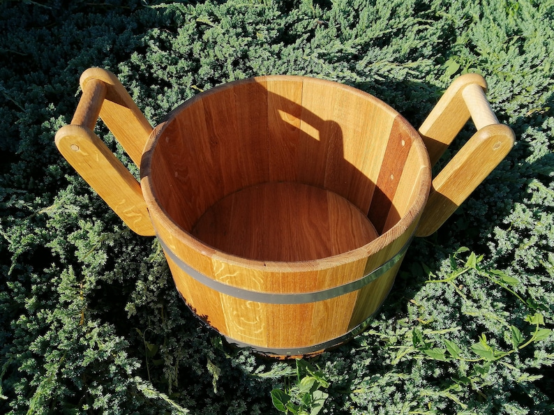 Wooden Oak Steamer 25L, Wood Bucket With Lid for Steaming Brooms Water ...