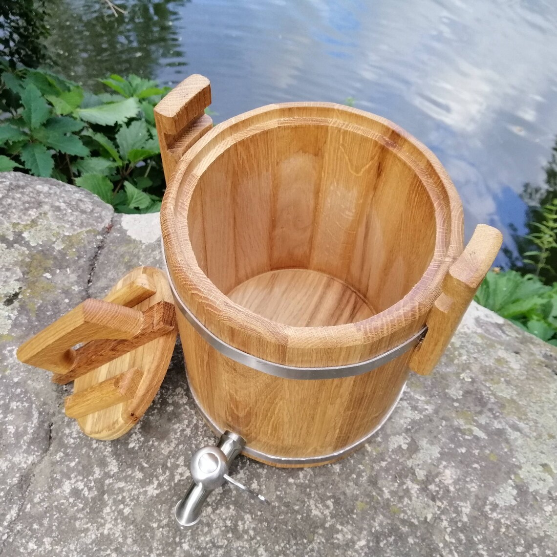Personalized Kombucha Oak Barrel With Lid Wooden Barrel for Wine ...