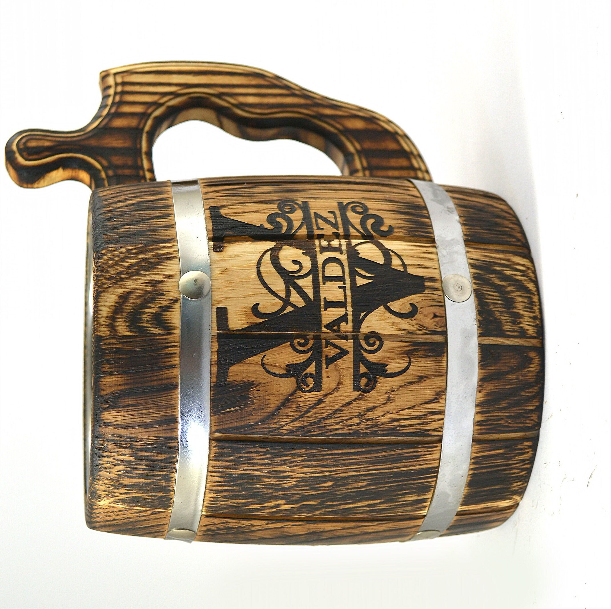 Oak Tankard Gift for Him Engraved Wooden Beer Barrel Mug - Etsy