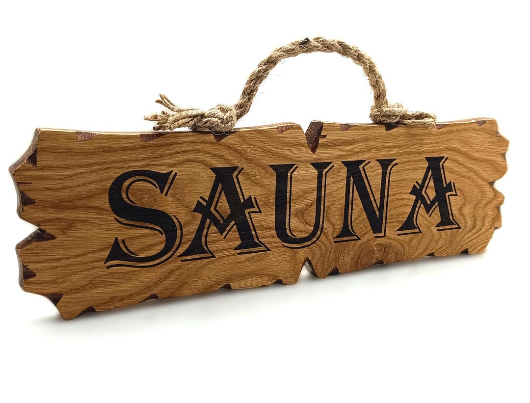 SAUNA Sign, Wood Engraved Plaque, Wooden Door Sign, Russian Bath Spa ...