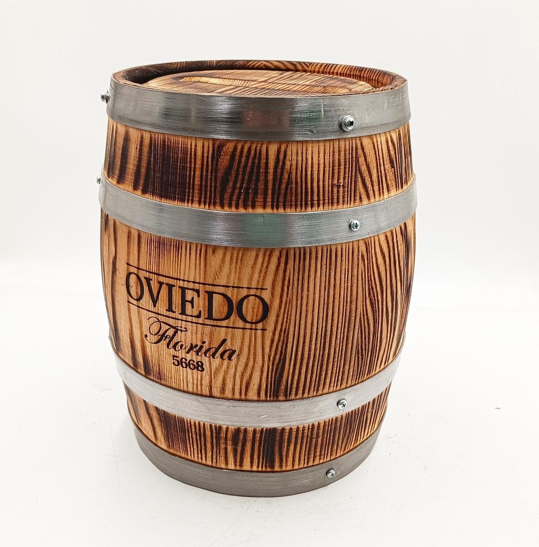 Wedding Barrel Card Box 5L, Personalized Oak Whiskey Barrel Box, Wine ...