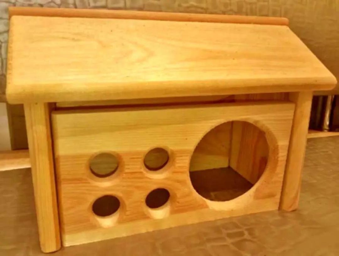 Wooden Chinchilla Hideout, Guinea Pig Hut, Rat Shelter, Hamster Cage ...