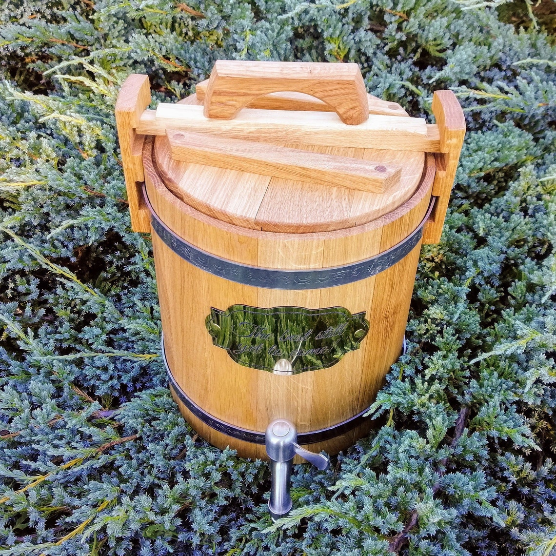 Personalized Kombucha Oak Barrel With Lid Wooden Barrel for Wine ...