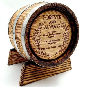 Whiskey Barrel Urn–3l Oak Cremation Urn for Human Ashes, Adult Memorial ...