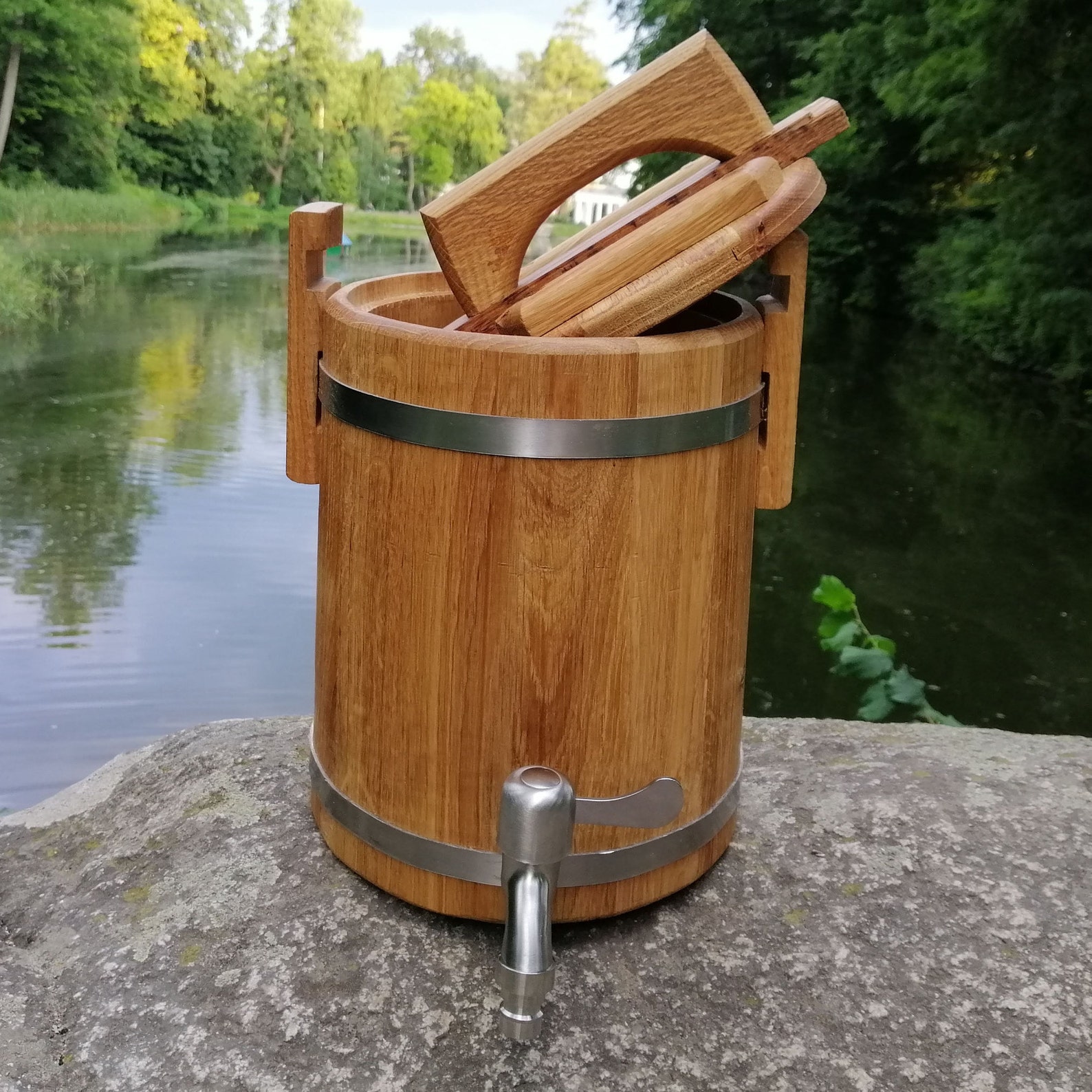 Personalized Kombucha Oak Barrel With Lid Wooden Barrel for Wine ...