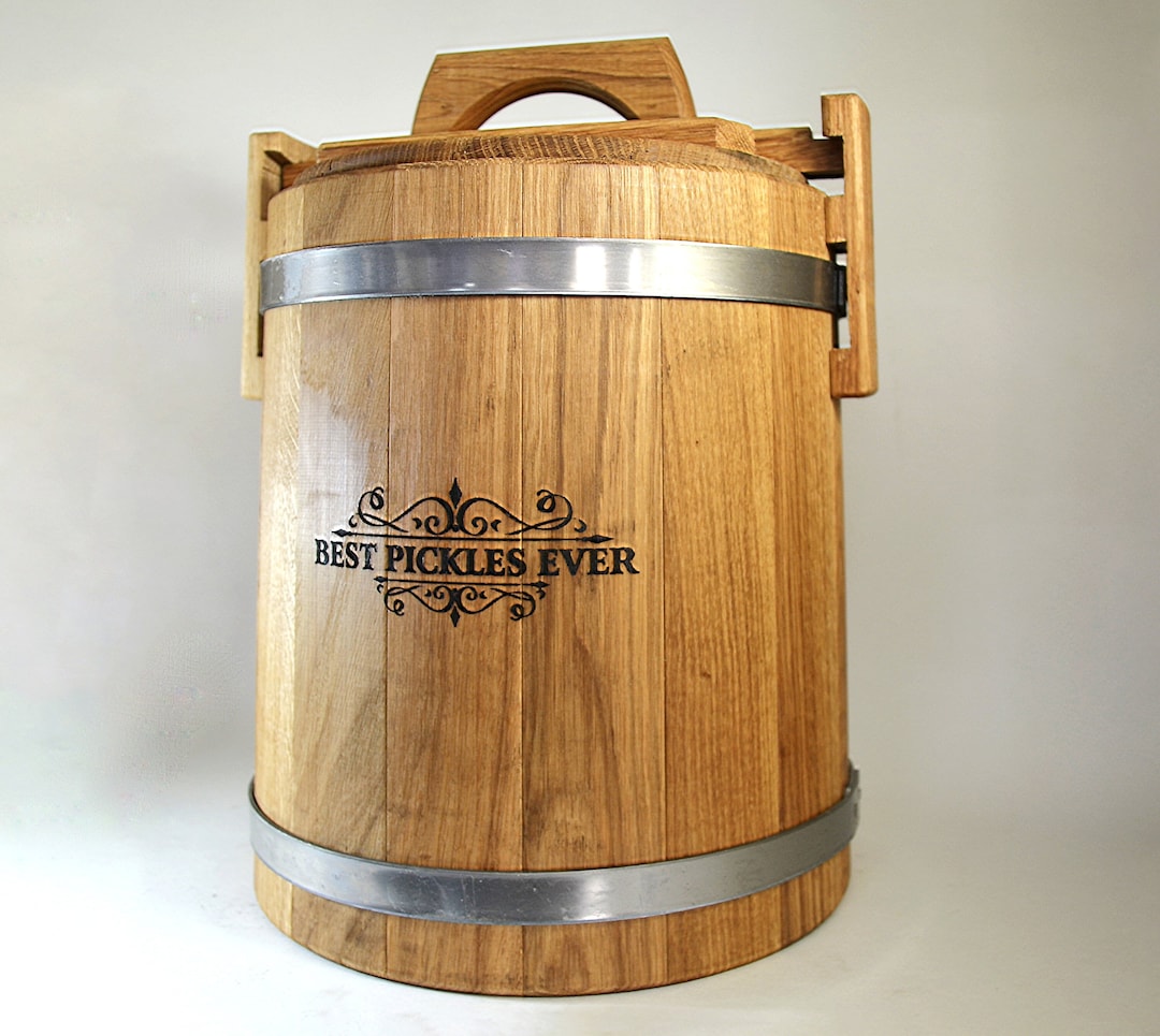 Fermentation Crock, Pickle Barrel With Lid, Oak Barrel, Wooden Vat for ...