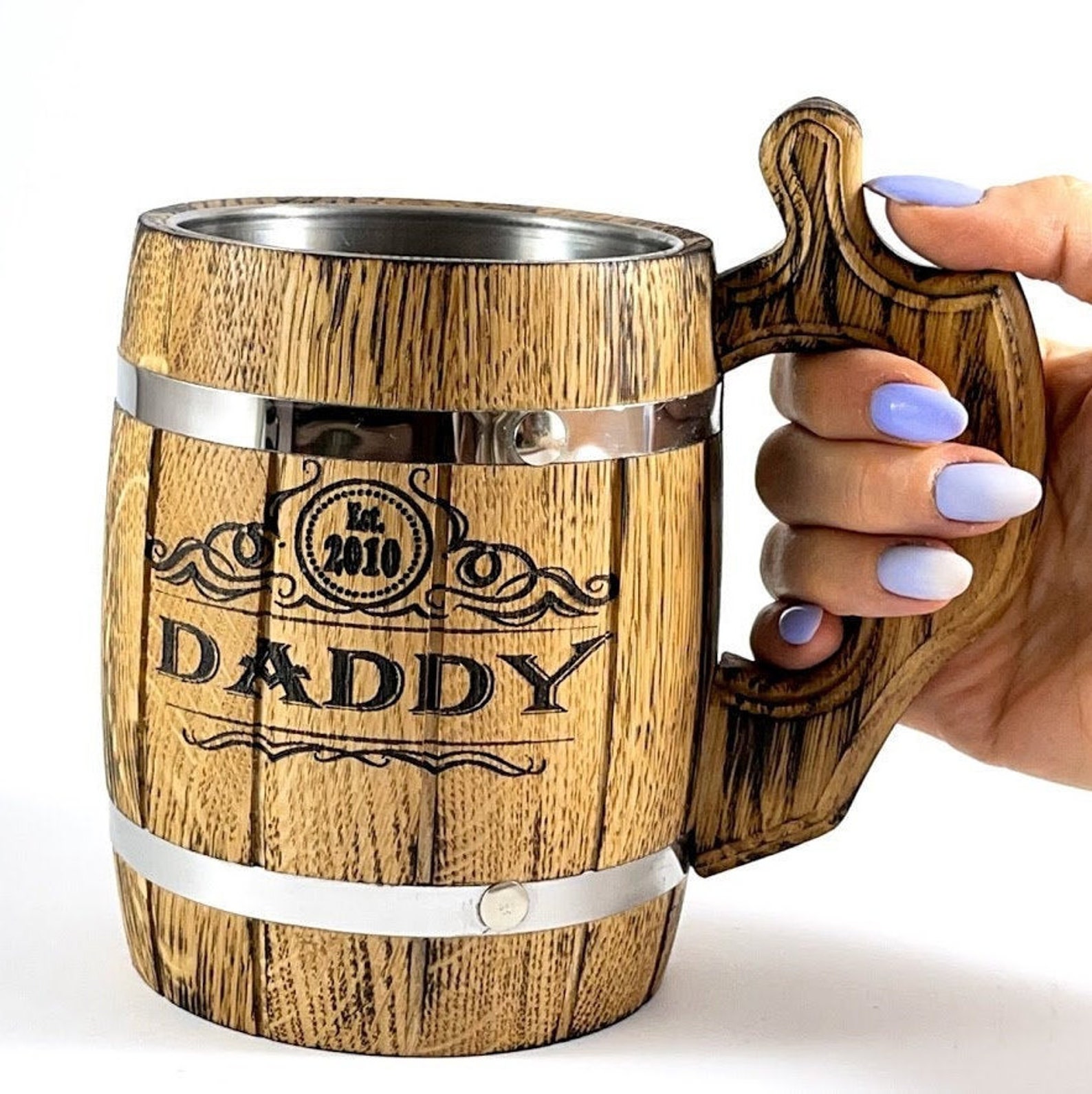 Wooden Barrel Mug Oak Tankard 0.5 L Gift for - Etsy