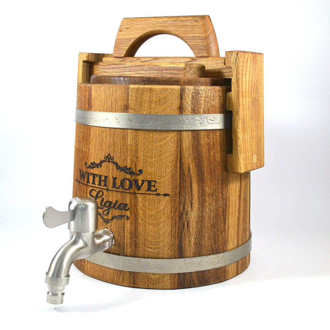 Kombucha Container, Oak Barrel 3-5-10L-15L With Lid, Wooden Barrel for ...
