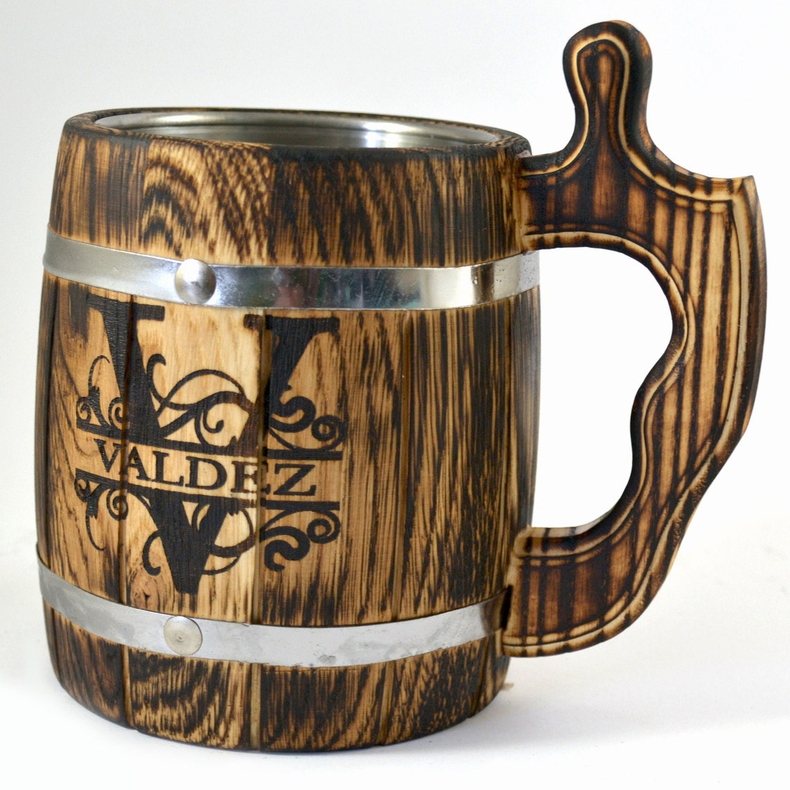 Oak Tankard Gift for Him Engraved Wooden Beer Barrel Mug - Etsy
