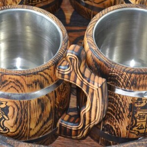 Tavern Mug, Set of 3, 4, 6 Wooden Beer Mugs, Barrel Mug, Personalized ...
