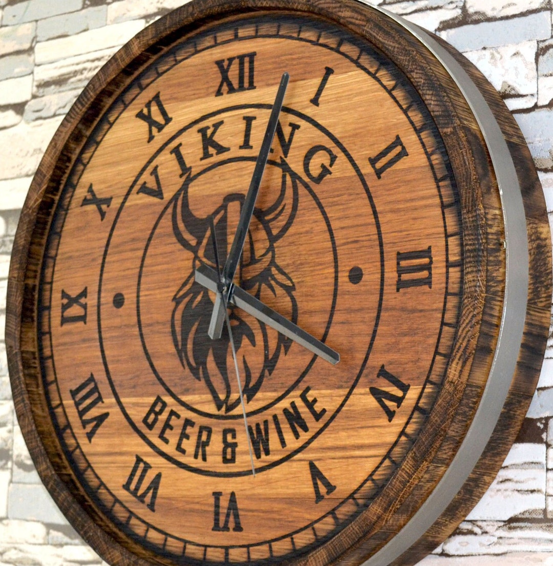 Personalised Whiskey Barrel Clock, Custom Bourbon Wall Head, Vintage ...
