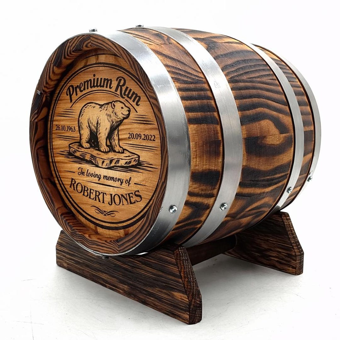 Whiskey Barrel Urn 3L, Wooden Cremation Urn for Human Ashes ...